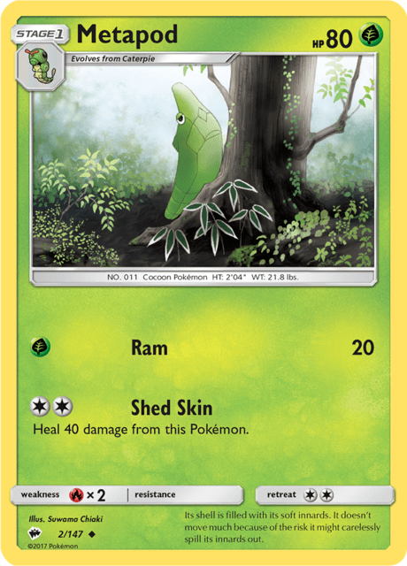 Metapod Sun & Moon BURNING SHADOWS Pokemon Card – Moxie Card Shop