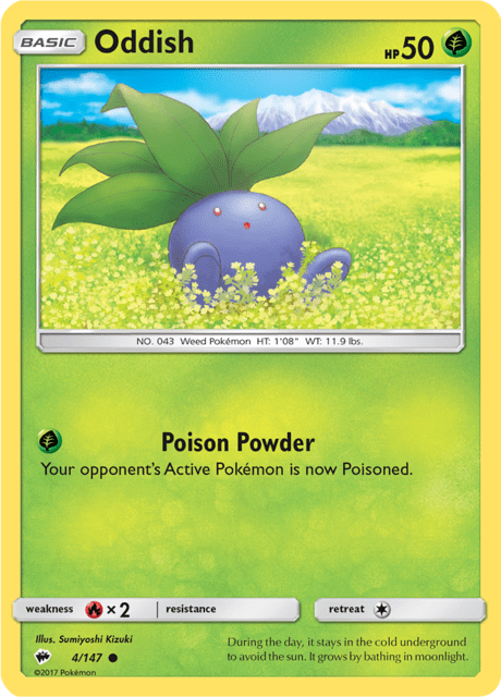 Oddish Sun & Moon BURNING SHADOWS Pokemon Card – Moxie Card Shop