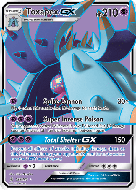 Toxapex-GX Sun & Moon GUARDIANS RISING Pokemon Card – Moxie Card Shop