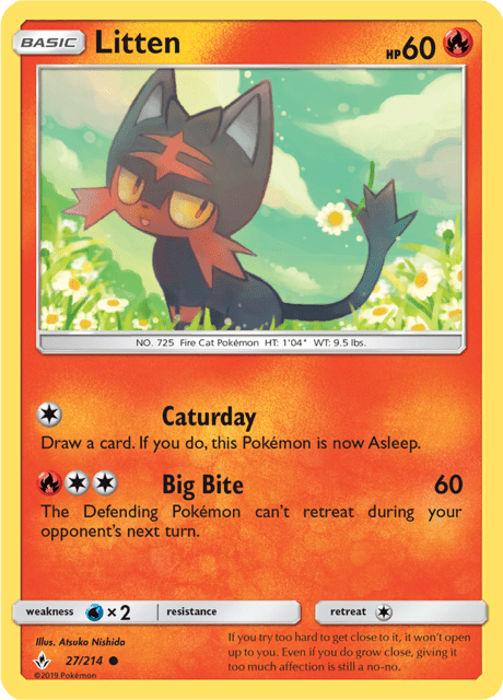 Litten Sun & Moon Unbroken Bonds Pokemon Card – Moxie Card Shop